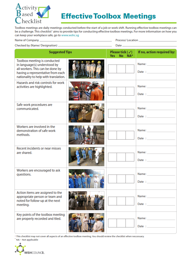 Toolbox Meeting Topics Singapore at Jean Begaye blog